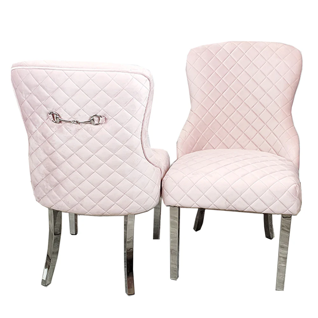 Kate Dining Chair with Chrome Clasp & Quilted Back – TS Domestics